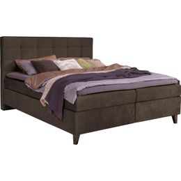 Boxspringbett Alina, B:140cm L:212cm, braun, Samt ENF (95% Polyester, 5% Polyamid), Jugendzimmer, Komplettbetten, "Neomi", inklusive Matratze und