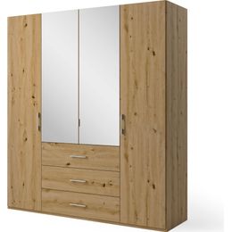 Drehtürenschrank, B:201cm H:223cm T:60cm, braun, SET ONE BY Musterring, Holzwerkstoff, Schränke, "Henderson", mit Spiegel und 3 Schubladen, inkl.