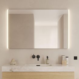 LED-Lichtspiegel Loevschall, B:120cm H:75cm T:3,45cm, silber, Spiegelglas, Spiegel, "Lago Quadratisch, Badzimmerspiegel mit LED Beleuchtung",