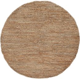 Teppich CarpetFine, H:9mm Ø:300cm, beige, Jute, Wohnzimmer, Teppiche, "Nala Juteteppich Naturfaser", wendbar, aus 100% Jute, in vielen Größen und