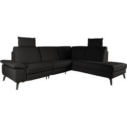 Ecksofa Alina, B:267cm H:118cm T:210cm, schwarz, Struktur GBA (100% Polyester), Wohnzimmer, Sofas, inkl. Kopfstützen, wahlweise mit Relaxfunktion,