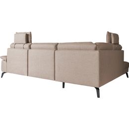 Ecksofa Alina, B:243cm H:118cm T:210cm, beige, Struktur GBA (100% Polyester), Wohnzimmer, Sofas, inkl. Kopfstützen, wahlweise mit Relaxfunktion,
