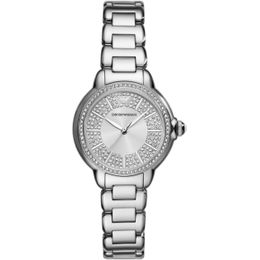 Emporio Armani Damen Quarzuhr, silber, Armbanduhren, Armbanduhr, Damenuhr, Edelstahlarmband, analog