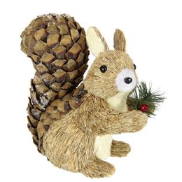 I.GE.A. Dekofigur "Eichhörnchen", B/H/T: 21cm x 24cm, beige, Wohnzimmer, Dekofiguren, Aus Bast Tierfigur Statue Herbstdeko Winterdeko Weihnachtsdeko