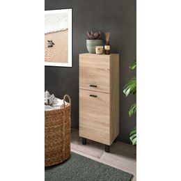 Midischrank Welltime, B:30cm H:80cm T:29cm, braun, FSC-zertifizierter Holzwerkstoff, Badezimmer, Schränke, "Tampa, Höhe 80cm, hängend oder stehend