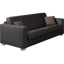 Schlafsofa Alina, B:155cm H:85cm T:100cm, schwarz, Struktur (100% Polyester), Wohnzimmer, Sofas, "Verdi", mit echter Kaltschaummatratze, zum