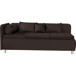 Schlafsofa Alina, B:207cm H:80cm T:102,5cm, braun, Struktur TMD (100% Polyester), Kinderzimmer, Sofas, "Kiana", mit Bettkasten und Zierkissen,