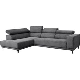 Ecksofa Alina, B:302cm H:102cm T:210cm, grau, Cord GCT (92% Polyester, 8% Nylon), Wohnzimmer, Sofas, "Hikari", wahlweise mit Sitzvorzug, in modernem