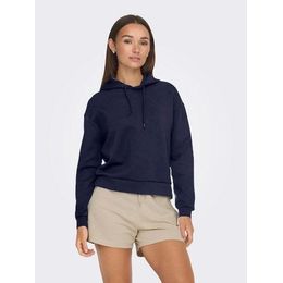 Only Play Damen Kapuzensweatshirt "ONPLOUNGE LS HOOD SWEAT - NOOS", blau, Gr. S, unifarben, Sweatware, Obermaterial: 80% Polyester, 15% Viskose, 5%