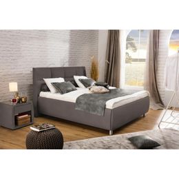 Polsterbett Alina, B:178cm H:116cm L:217cm, grau, Microfaser GDU (100% Polyester), Betten, "Nadina", wahlweise mit Matratze und Lattenrost, in