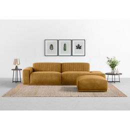 Big-Sofa Trendmanufaktur, B:277cm H:72cm T:107cm, gelb, 88% Polyester, 12% Polyacrl, Sofas, "Braga, mit hochwertigem Kaltschaum, Megasofa, in Cord