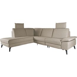 Ecksofa Alina, B:243cm H:118cm T:210cm, beige, Struktur GBA (100% Polyester), Wohnzimmer, Sofas, inkl. Kopfstützen, wahlweise mit Relaxfunktion,