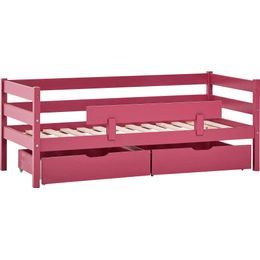 Einzelbett Hoppekids, B:76cm H:65cm L:166cm, rosa, Kiefer massiv, Betten, "ECO Comfort Kinderbett, Kiefer Massivholz, Jugendbett inkl. Rollrost",
