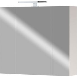 Badezimmerspiegelschrank Germania, B:76cm H:71cm T:23cm, grau, Schränke, "Yonkers", ABS-Kanten, 3-D Spiegel, Türdämpfung, Verstellbare Einlegeböden