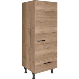 K&uuml;hlumbauschrank Nobilia, B:60cm H:167,8cm T:58,3cm, braun, Schr&auml;nke, ""Structura", Ausrichtung w&auml;hlbar, mit Schubkasten", vormontiert, Breite/H&ouml;he: