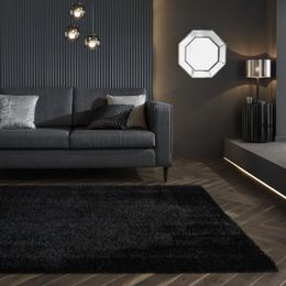 Hochflor-Teppich FLAIR RUGS, B:120cm H:40mm L:170cm, schwarz, Kunstfaser, Teppiche, "Velvet"