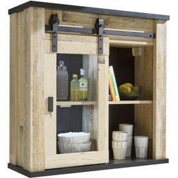 H&auml;ngeschrank Home Affaire, B:93cm H:90cm T:31cm, braun, Holzwerkstoff, K&uuml;che, Schr&auml;nke, "Sherwood", mit Scheunentorbeschlag aus Metall, H&ouml;he 90 cm