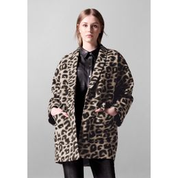 Damen Longblazer, braun, Gr. 42, STREET ONE STUDIO, animal-print, Stoff, 100% Polyester, Blazer, mit Leo-Muster