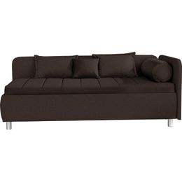 Schlafsofa Alina, B:207cm H:80cm T:112,5cm, braun, Struktur TMD (100% Polyester), Jugendzimmer, Sofas, "Kiana", mit Bettkasten und Zierkissen,