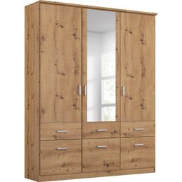 Kleiderschrank Rauch, B:136cm H:199cm T:58cm, braun, Holzwerkstoff, Schlafzimmer, Schränke, "Kleiderschrank Schrank Garderobe deckenhoher Schrank