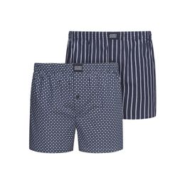 Jockey Herren Webboxer "Everyday Woven", Gr. M, blau, Webqualit&auml;t, Obermaterial: 100% Baumwolle, gestreift, kariert, Unterhosen, mit Eingriff und