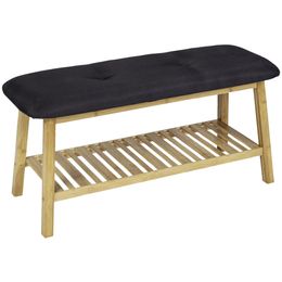 Schuhbank Wenko, B:90cm H:45cm T:33cm, schwarz, Bambus, Polyester, Flur, Sitzb&auml;nke, "Ecori", mit Sitzpolster