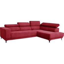 Ecksofa Alina, B:302cm H:102cm T:210cm, rot, Cord GCT (92% Polyester, 8% Nylon), Wohnzimmer, Sofas, "Hikari", wahlweise mit Sitzvorzug, in modernem