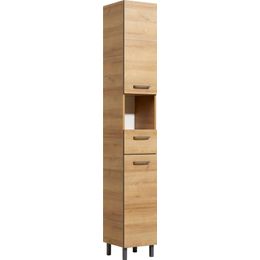 Hochschrank SAPHIR, B:30cm H:195,5cm T:33cm, braun, Spanplatte, Badezimmer, Schränke, "Quickset 919 Badschrank, 30 cm breit, 2 Türen, Nische, 1