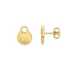 OROLINO Damen Paar Ohrstecker "Gold 585 glanz/matt mit 2x Brillant 0,02ct.", one-size, 0,02 SI = kleine Einschl&uuml;sse, Gold, gelb, Gold, Ohrringe
