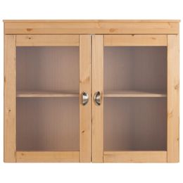 Glashängeschrank Home Affaire, B:100cm H:80cm T:29cm, beige, Massivholz, Schränke, "Oslo", 100 cm breit, aus massiver Kiefer, mit 2 Glastüren,