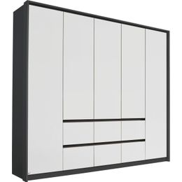 Dreht&uuml;renschrank Rauch, B:230cm H:212cm T:58cm, grau, Holzwerkstoff, Schr&auml;nke, "Mainz mit Passepartout", optional mit Beleuchtung, Au&szlig;ent&uuml;ren mit