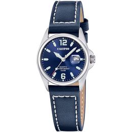 Calypso Watches Damen Quarzuhr "Basic", blau, Armbanduhren, Armbanduhr, Damenuhr, Lederarmband, analog, Tag