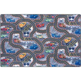 Kinderteppich Hanse Home, B:200cm H:6,5mm L:300cm, grau, Polyamid, Teppiche, "Spielteppich Kinder", Kurzflor, Kinderzimmer, Teppich, Auto, Stra&szlig;en,