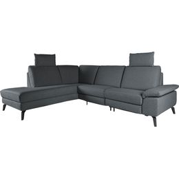 Ecksofa Alina, B:243cm H:118cm T:210cm, grau, Struktur GBA (100% Polyester), Wohnzimmer, Sofas, inkl. Kopfstützen, wahlweise mit Relaxfunktion,