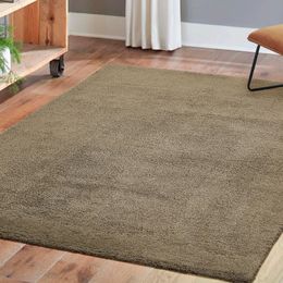 Teppich ANDIAMO, B:130cm H:27mm L:190cm, grau, Polyester, Wohnzimmer, Teppiche, "San Paolo", Uni Farben, weiche Qualit&auml;t, ideal im Wohnzimmer &