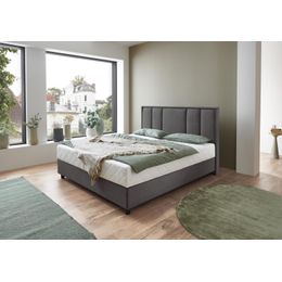 Boxbett, B:165cm L:213cm, grau, ATLANTIC HOME COLLECTION, Komplettbetten, "ARLA", mit Taschen-Federkernmatratze und Bettkasten