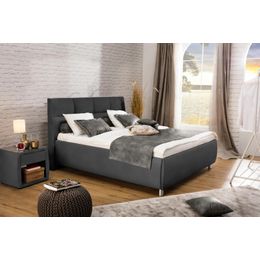 Polsterbett Alina, B:178cm H:116cm L:217cm, grau, Microfaser GDU (100% Polyester), Betten, "Nadina", wahlweise mit Matratze und Lattenrost, in