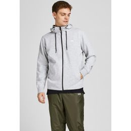 Jack & Jones JACK & JONES Herren Kapuzensweatjacke "AIR SWEAT ZIP HOOD", grau, Gr. XS, meliert, Sweatware, Obermaterial: 60% Polyester, 40% Baumwolle, Sweatjacken