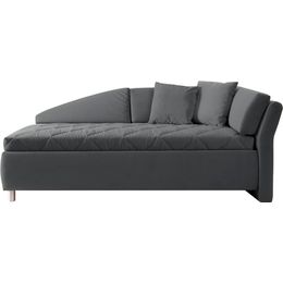 Schlafsofa Alina, B:223cm H:80cm T:112cm, grau, Samtstoff TSV (100% Polyester), Kinderzimmer, Sofas, "Lindsay", Bettkasten, Zierkissen-Set aus: 2