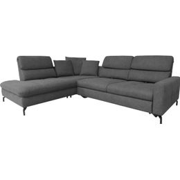 Ecksofa Alina, B:260cm H:127cm T:228cm, grau, Struktur fein TCM (100% Polyester), Wohnzimmer, Sofas, "Louis", Breite 260 cm, Rückenlehnenverstellung,