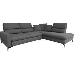 Ecksofa Alina, B:286cm H:127cm T:228cm, grau, Struktur fein TCM (100% Polyester), Wohnzimmer, Sofas, "Louis", Breite 286 cm, Rückenlehnenverstellung,