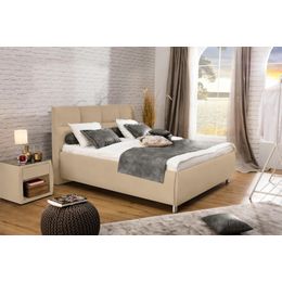 Polsterbett Alina, B:178cm H:116cm L:217cm, beige, Microfaser GDU (100% Polyester), Betten, "Nadina", wahlweise mit Matratze und Lattenrost, in
