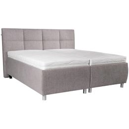 Stauraumbett Alina, B:198cm H:116cm L:217cm, grau, Struktur fein TCM (100% Polyester), Betten, "Nadina Comfort", inkl. Stauraum und Lattenrost, in
