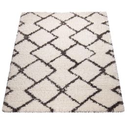 Hochflor-Teppich Paco Home, B:120cm H:44mm L:160cm, beige, Polyester, Teppiche, "Maghreb 76", modernes Gitter Design, weich und flauschig