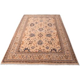 Wollteppich Theko, B:80cm H:12mm L:150cm, beige, Wolle, Wohnzimmer, Teppiche, "Saharna 7521", reine Wolle, Orient-Optik, mit Fransen
