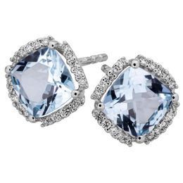 OROLINO Damen Paar Ohrstecker "Gold 585 mit Blautopas (beh.) + 40 Brillanten zus. 0,16ct.", one-size, 1,2 SI = kleine Einschl&uuml;sse, Gold, silber,