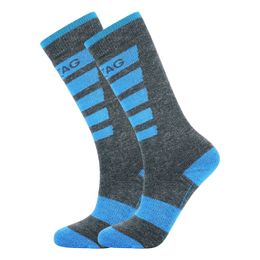 ZIGZAG Damen Socken "Znow", Gr. 33, blau, 40% Wolle, 40% Polyacryl, 11% Polyamid, 7% Polyester, 2% Elasthan, gestreift, Socken, im 2er-Pack mit