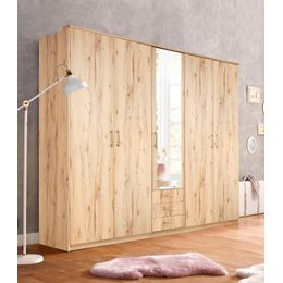 Kleiderschrank Priess, B:231cm H:196cm T:57cm, beige, Holzwerkstoff, Schlafzimmer, Schränke, "Husum", mit dekorativen Kranz, wahlweise mit Schubkästen