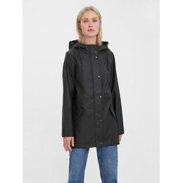 Véro Moda VERO MODA Damen Regenjacke "VMMALOU COATED JACKET", schwarz, Gr. S, unifarben, Web, Obermaterial: 100% Polyester, Jacken