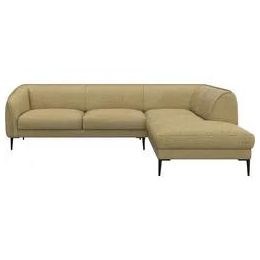 Ecksofa FLEXLUX "Belle Designsofa, L-Form, B/T 268/209 cm" Sofas Gr. B/H/T: 268cm x 74cm x 209cm, Bouclé, lange Ottomane rechts, gelb (mustard yell) Skandinavisches Design, In hochwertiger Verarbeitung